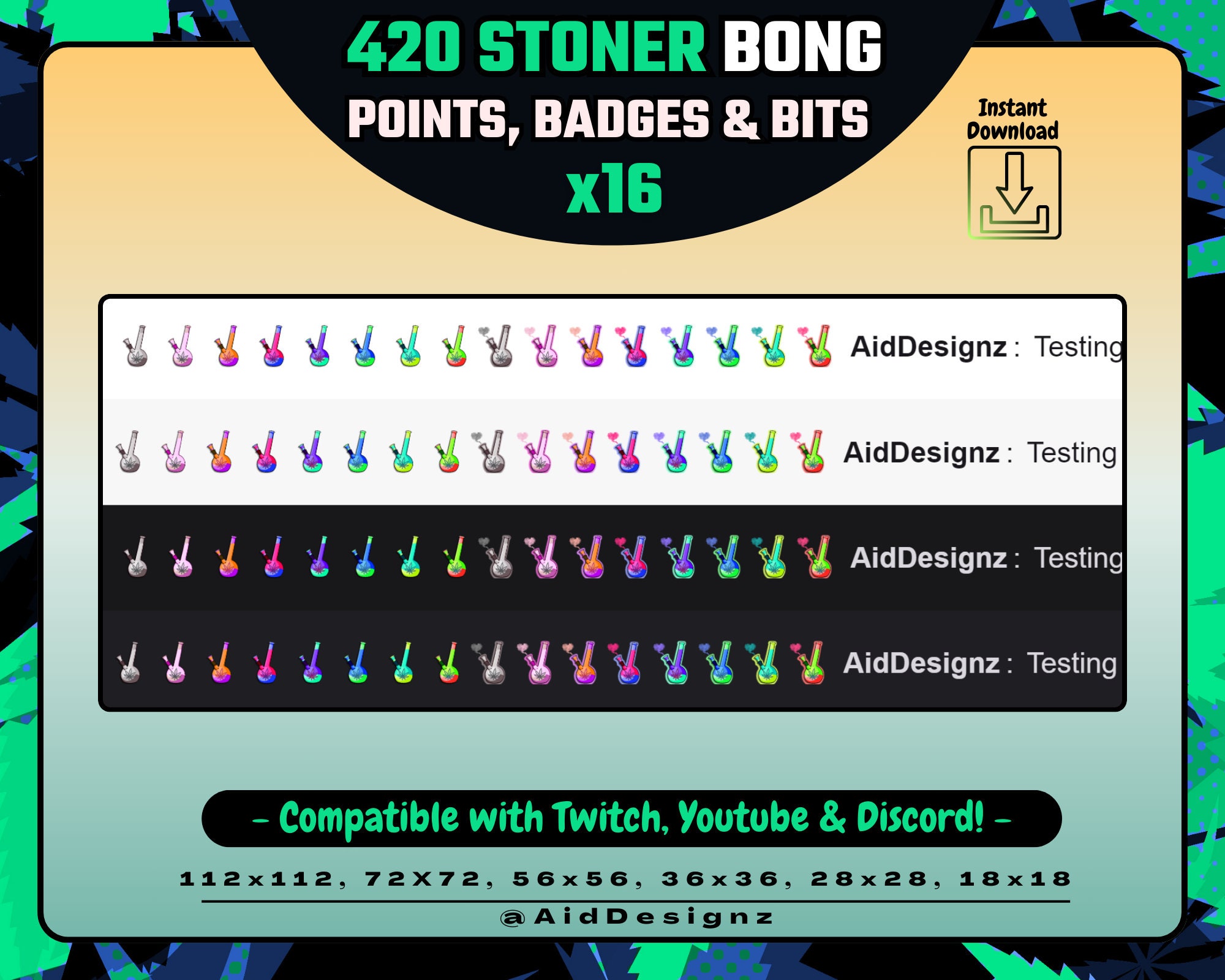 Bong Loyalty Badges X16 420 Stoner Pack Stream Channel Points, Sub ...