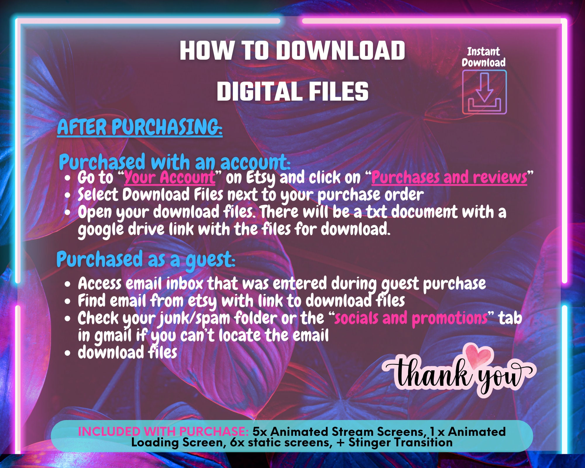 Neon Jungle: Twitch Banner X2 & Panels x36 Set Synthwave Pink-purple-turquoise Aesthetic Retro ...