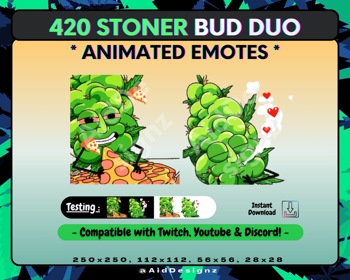 420 Stoner Bud Duo Emote Pair X2 ANIMATED Treefer Emotes Hungry Bud ...