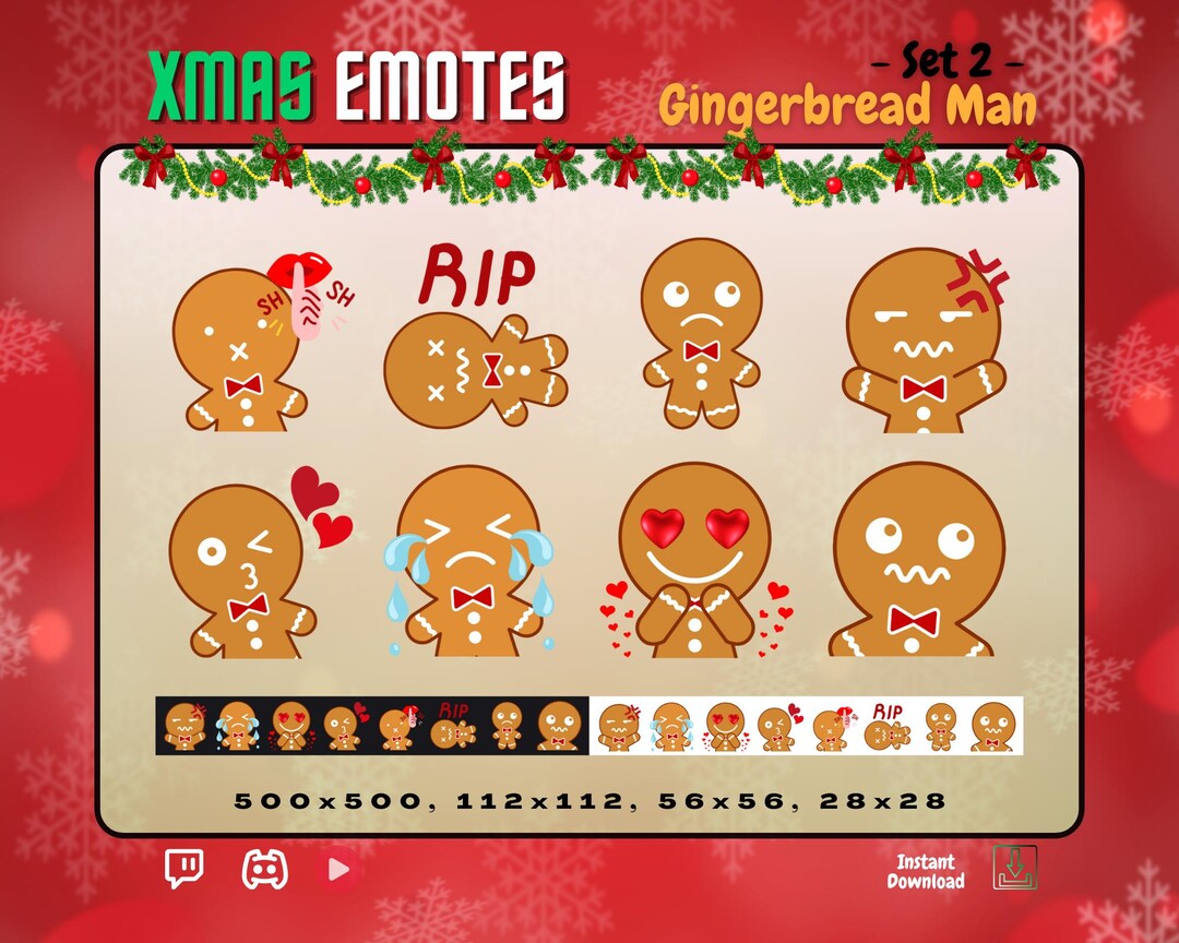 Gingerbread Man: Set 2 X8 Static XMAS EMOTES Holiday Stream Asset ...