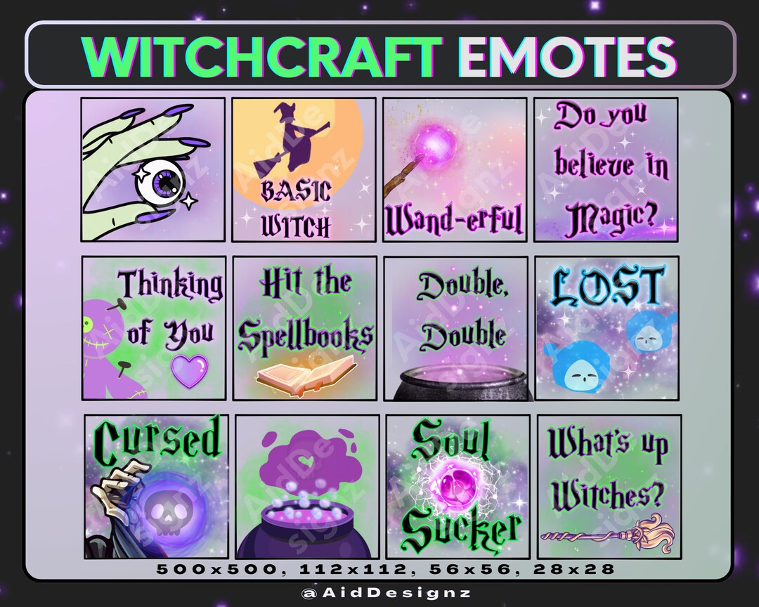 Witchcraft Emotes X12 Witchy Mystic Occult Emotes for Twitch, Youtube ...