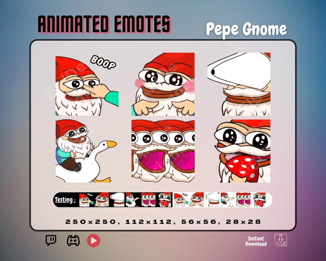 Pepe the Gnome Meme Emotes | X6 ANIMATED EMOTES | Cartoon Mythological ...