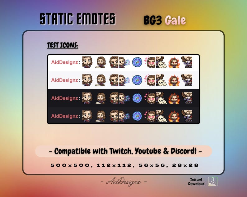 BG3 Gale Emotes | Static Chibi Emote Pack for Streamers | Wizard ...