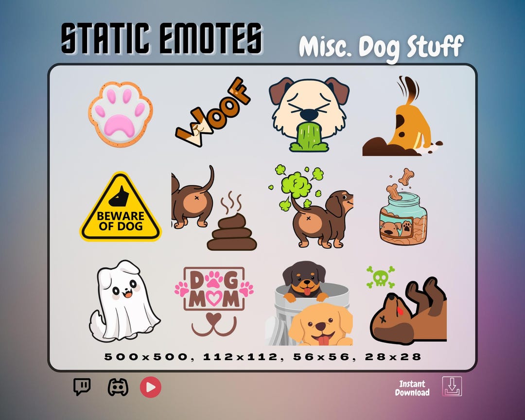 Misc. Dog Stuff Emote Set | X12 Static Emotes | Cute Kawaii Stream ...