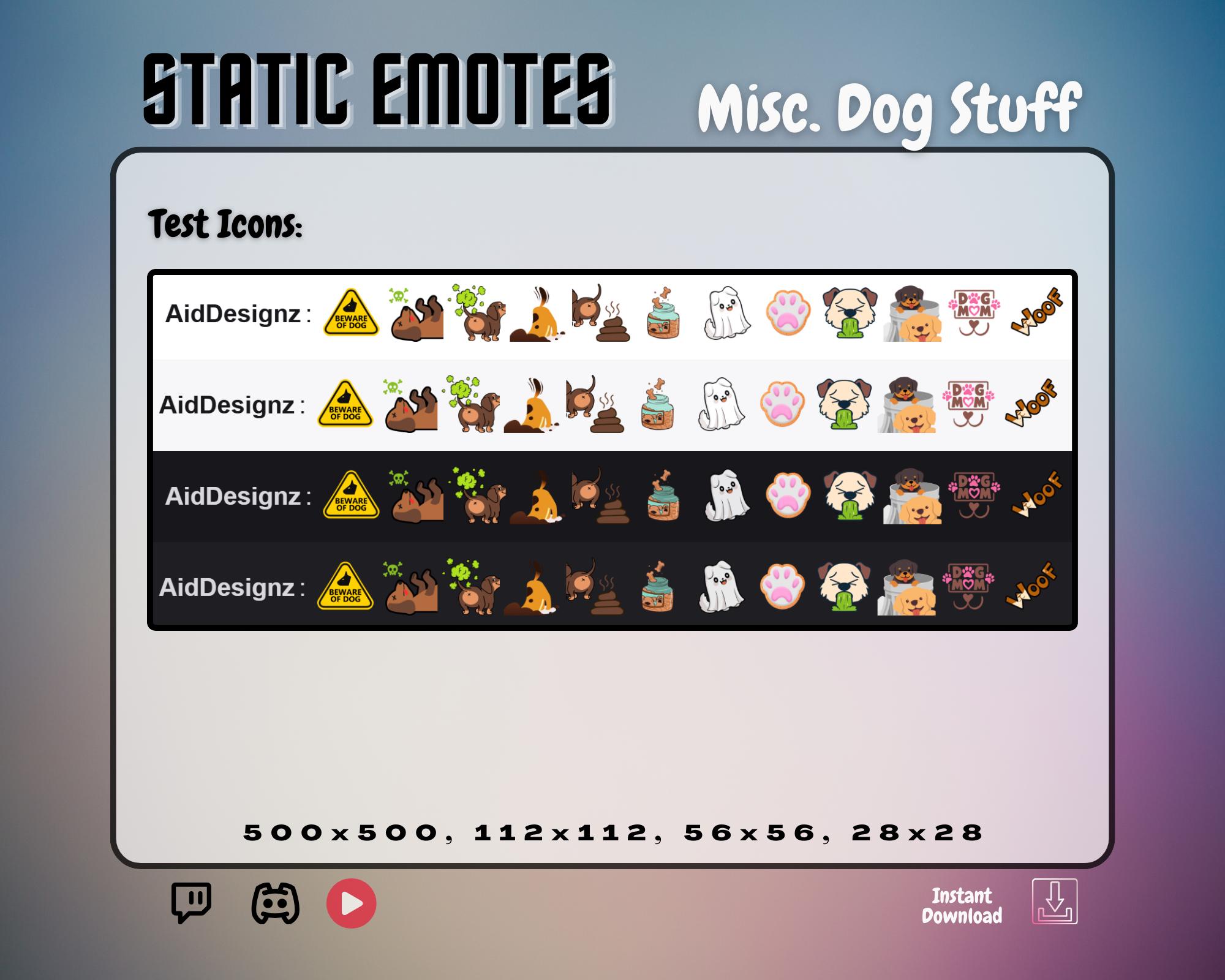 Misc. Dog Stuff Emote Set X12 Static Emotes Cute Kawaii Stream Assets ...