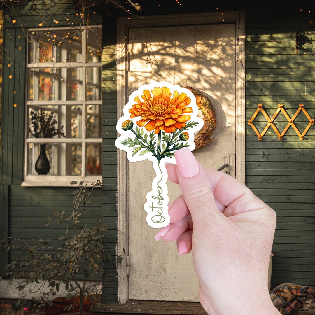 October Birth Flower Sticker Gift for Her Laptop Sticker for Water ...