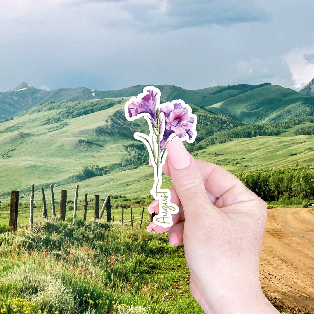 August Birth Flower Sticker Gift for Her Laptop Sticker for Water ...