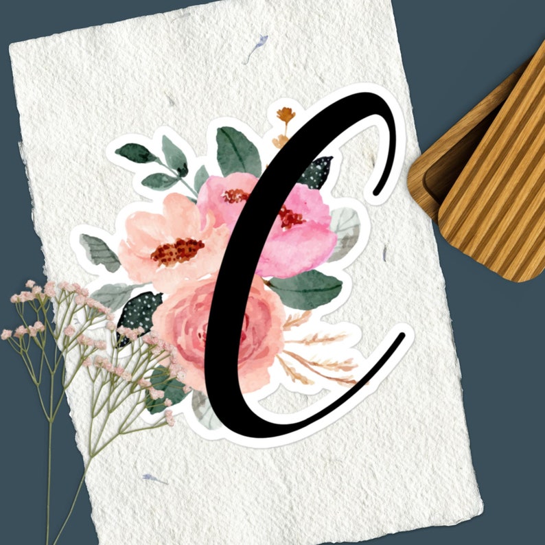 Letter C Floral Font Alphabet Sticker Floral Letter for Scrapbooking ...