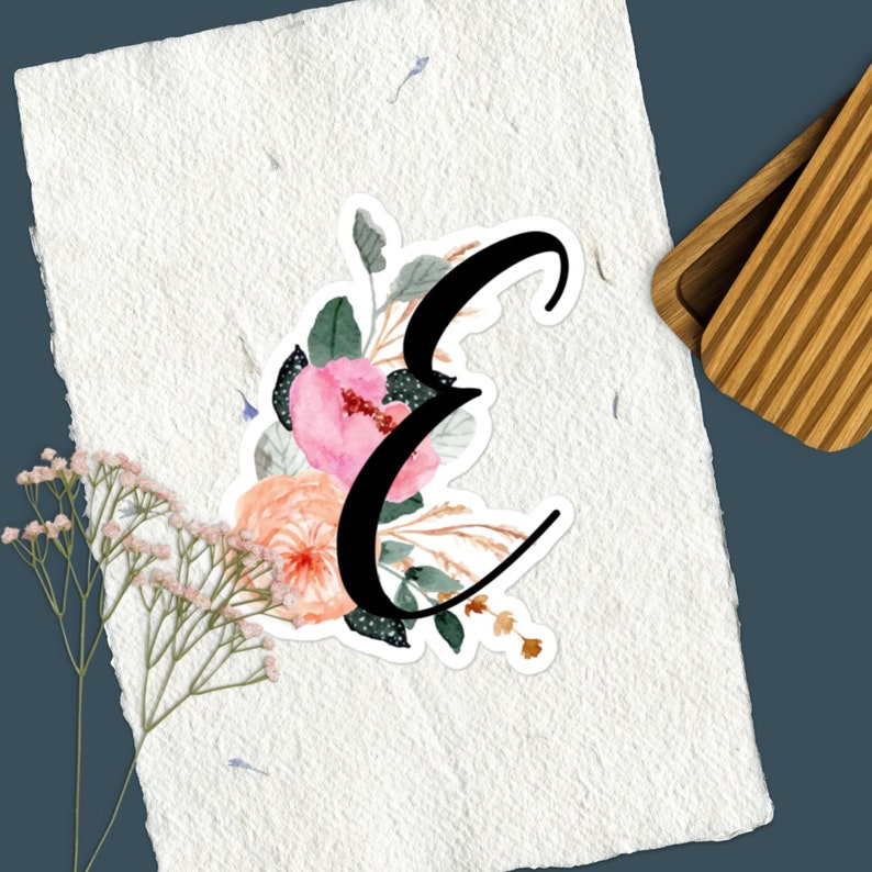 Letter E Floral Font Alphabet Sticker Floral Letter for Scrapbooking ...
