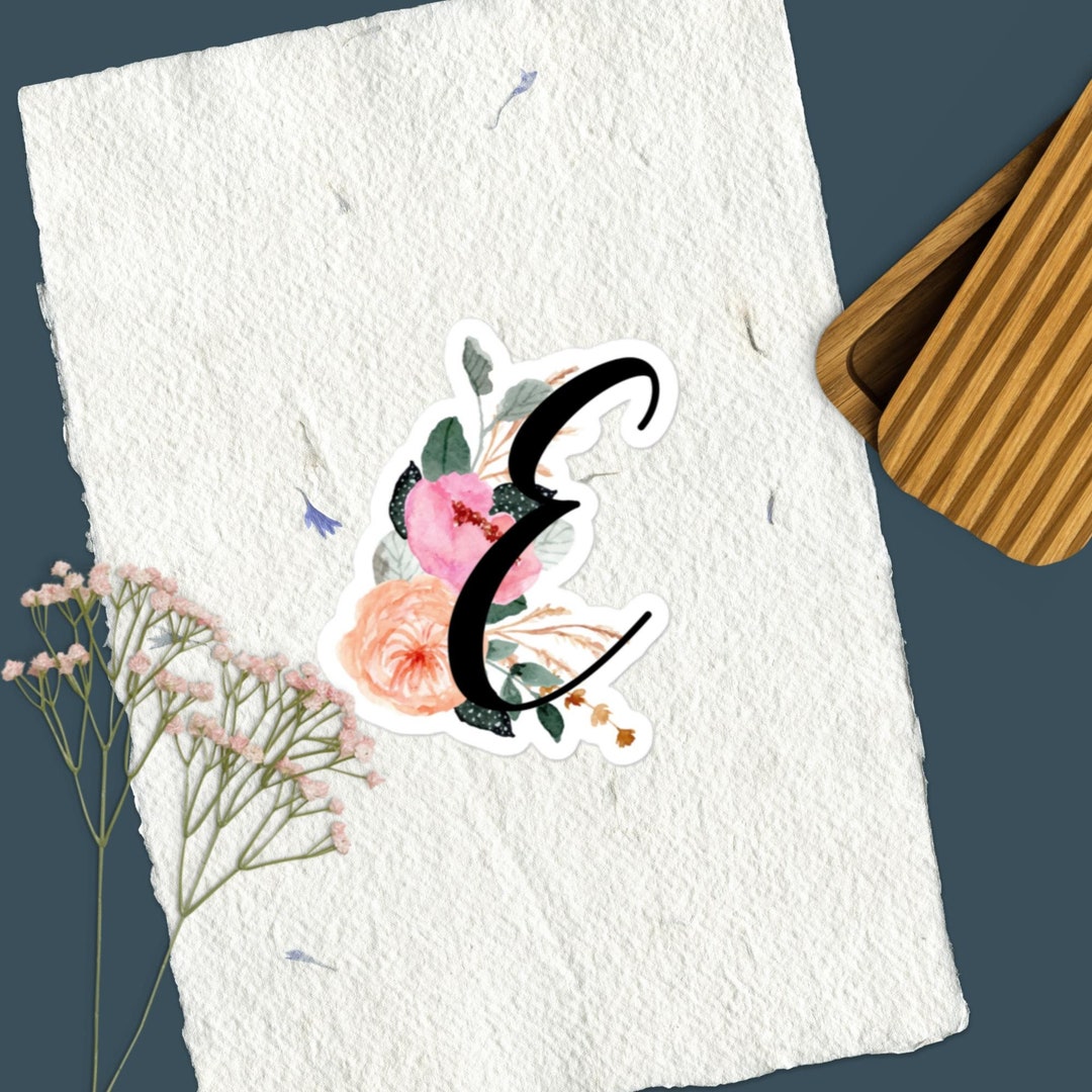 Letter E Floral Font Alphabet Sticker Floral Letter for Scrapbooking ...
