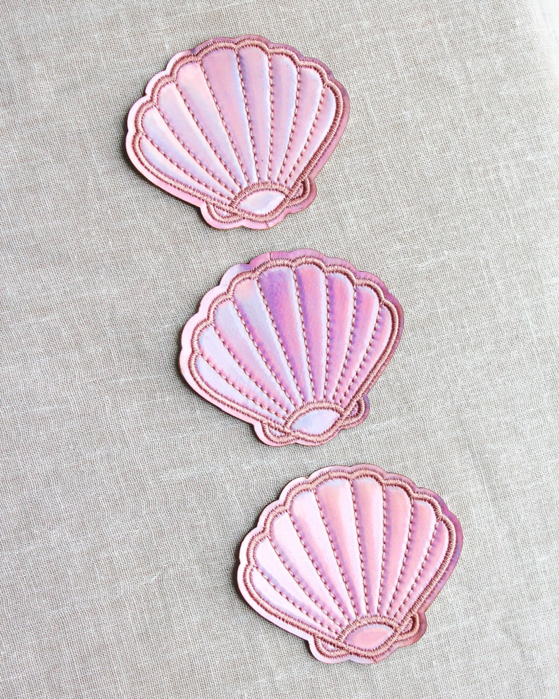 Pink Holographic Sea Shell Patches - Etsy