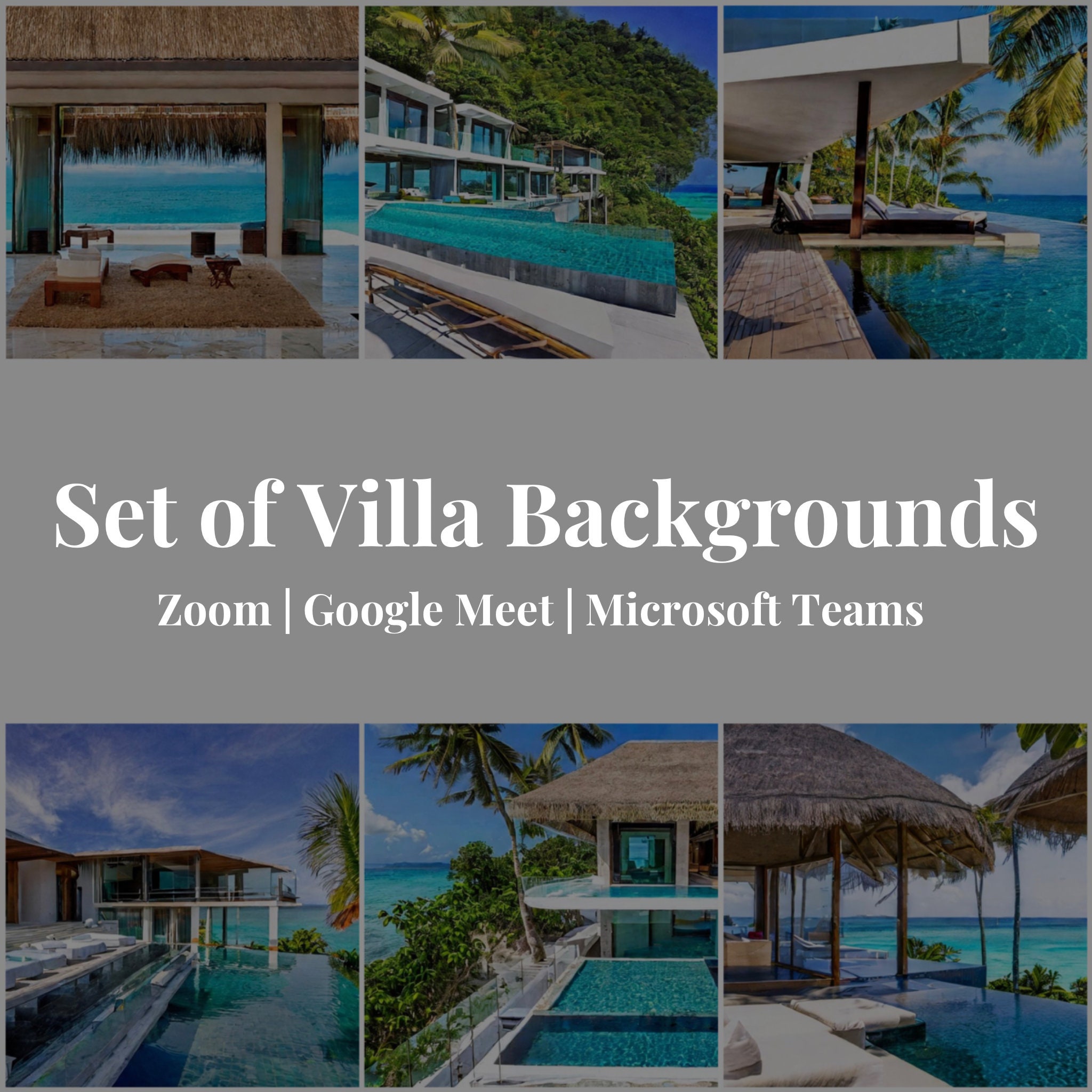 Beach Villa 7 Zoom Virtual Backgrounds, Office Backdrop Background ...