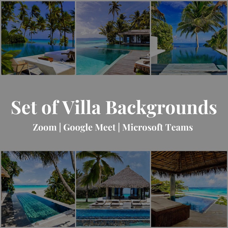 Beach Villa 5 Zoom Virtual Backgrounds, Office Backdrop Background ...