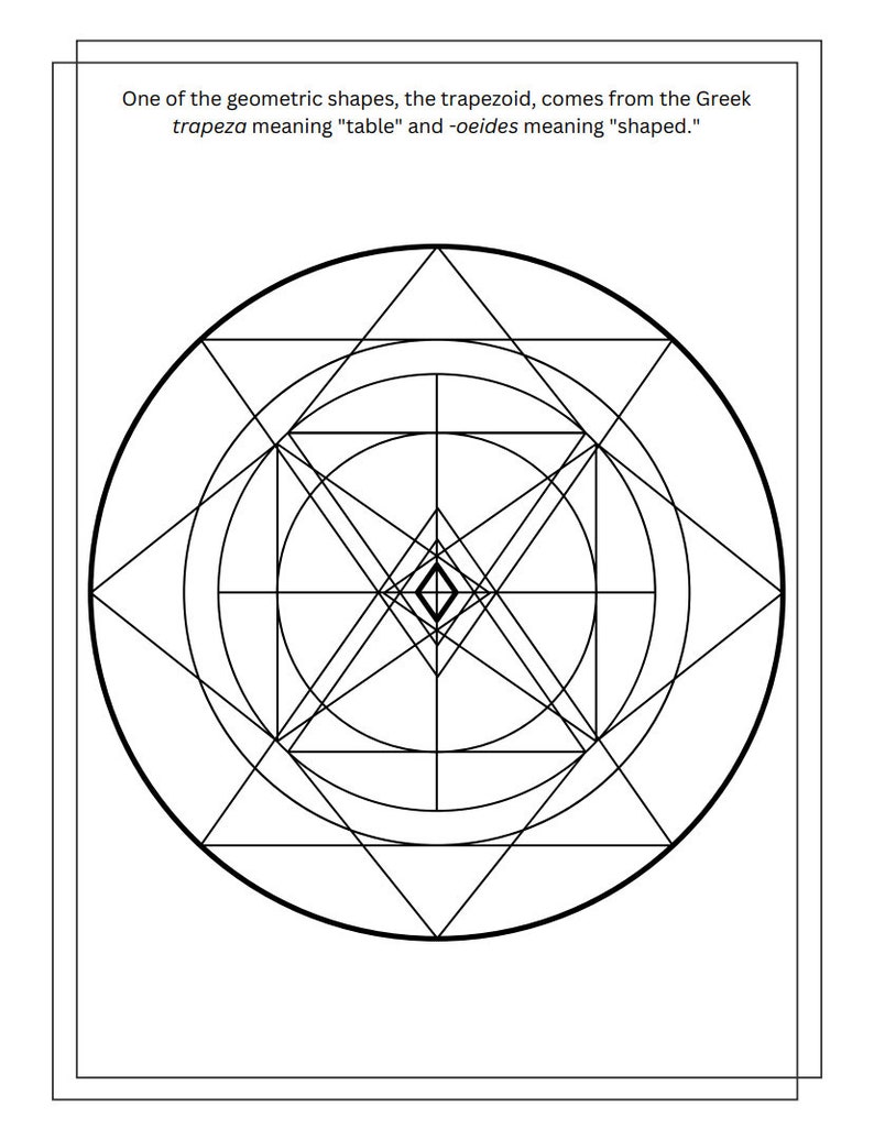 Printable PDF Geometry Shapes Adult & Teen Coloring Book: Geometric ...