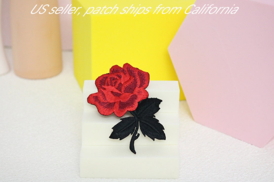 Red Rose Patch, Black Red Flower, Sew on Patch, Iron on Patch ...