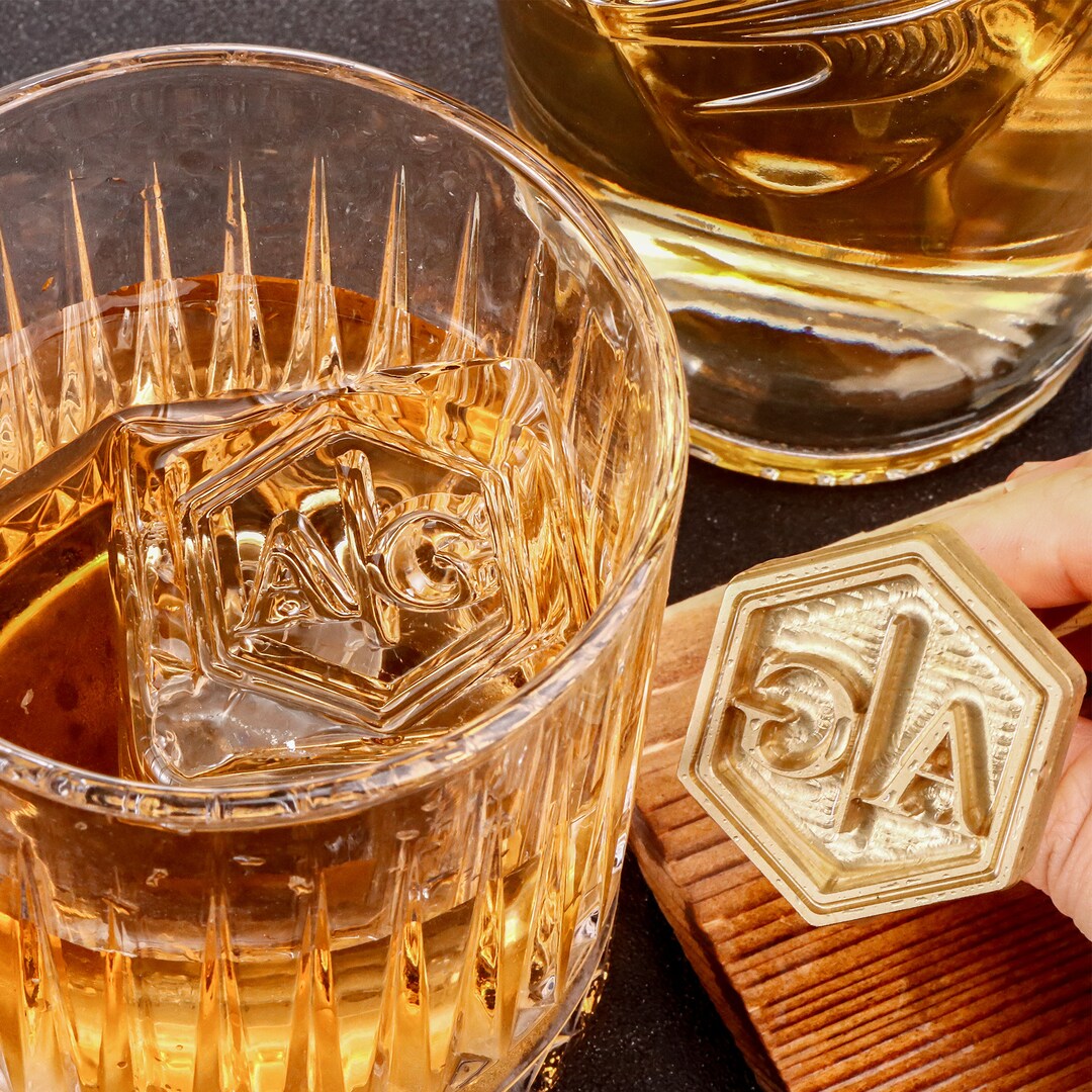 Custom Brass Stamp for Ice Cubes, Initials Logo Ice Cube Stamp ...