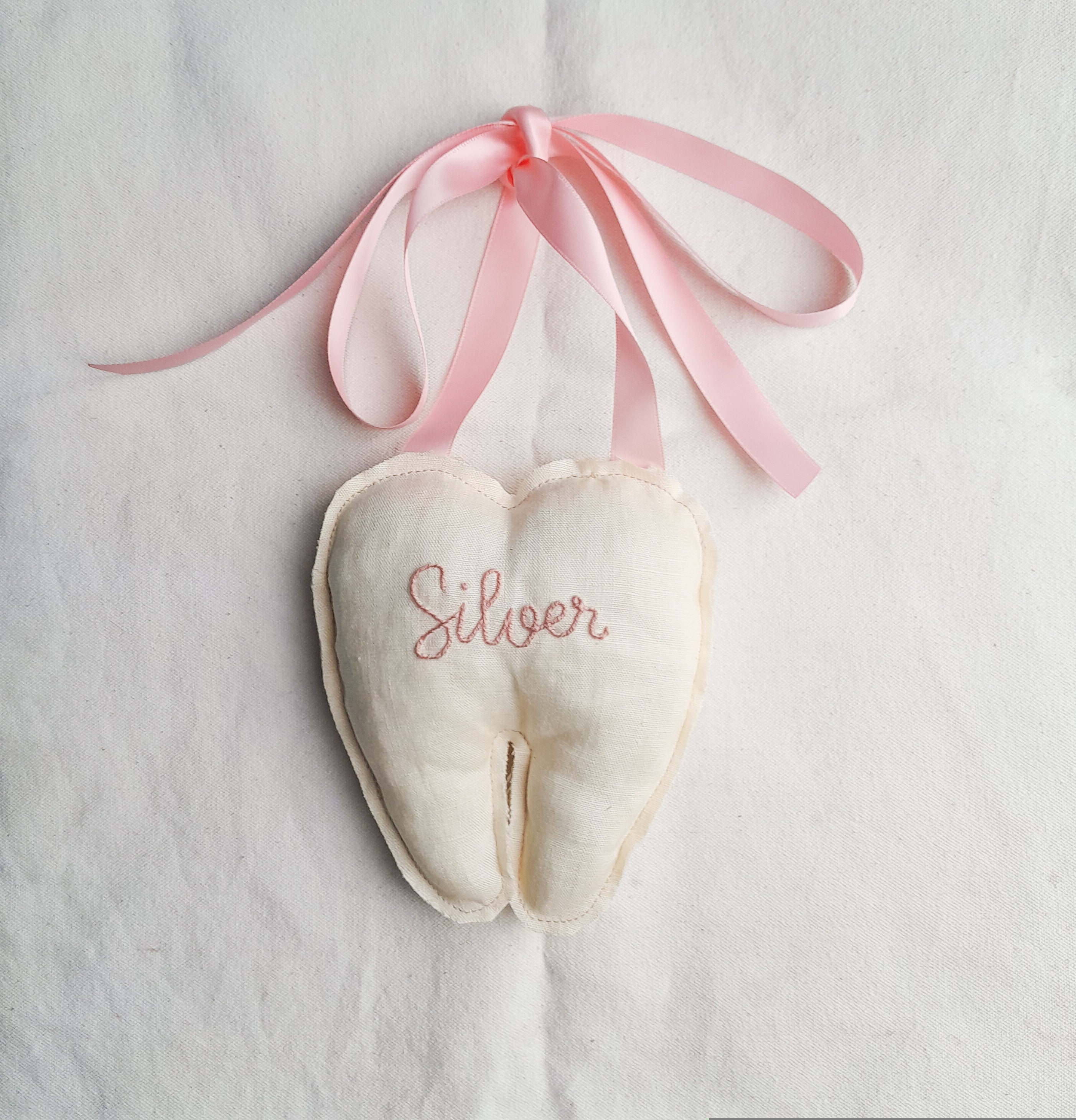 Custom Name Tooth Fairy Pillow With Pocket, Hand Embroidered Name Tooth ...