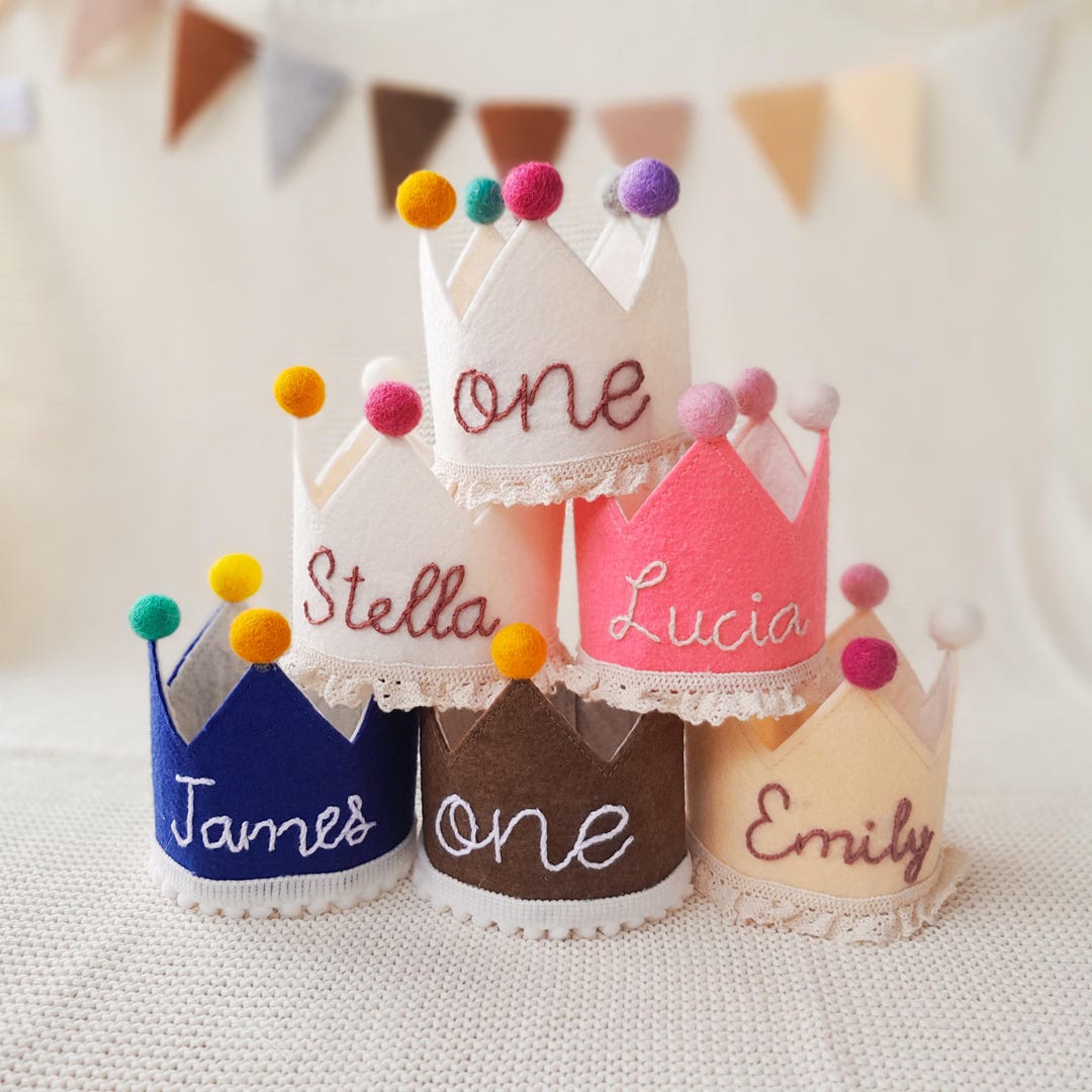Hand Embroidered Birthday Crown for Baby and Kid,custom Party Crown ...