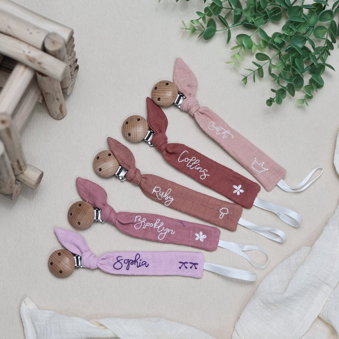 Personalized Pacifier Clip Holder in Cotton Gauze,personalized Fabric ...