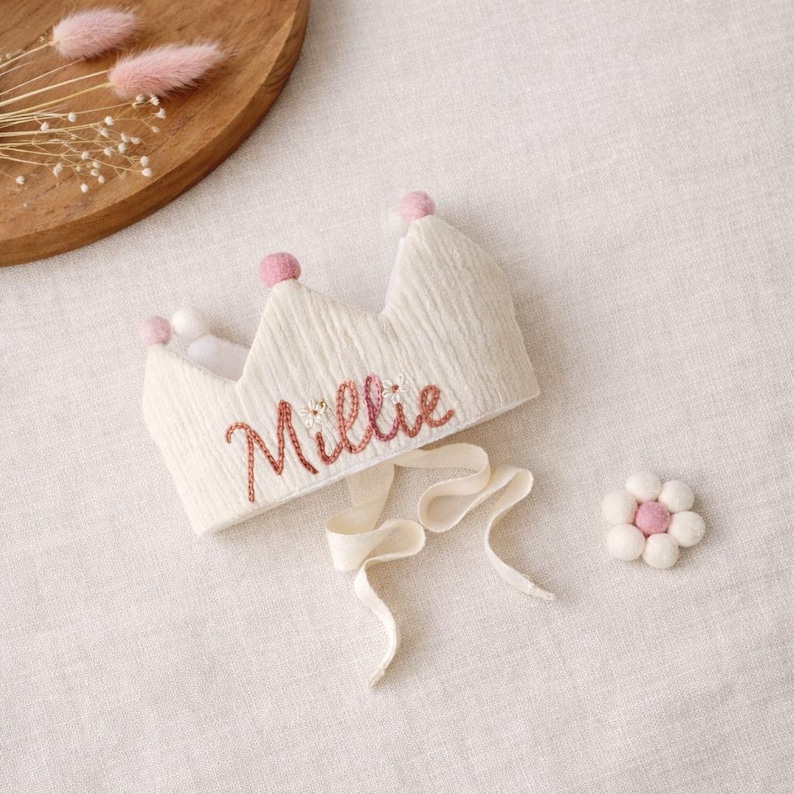 Personalized Muslin Birthday Crown,name Crown, Party Crown With Hand ...