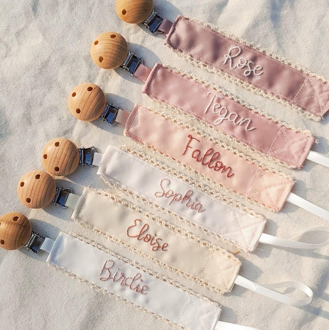 Personalized Pacifier Clip Holder, Personalized Fabric Pacifier Clip ...