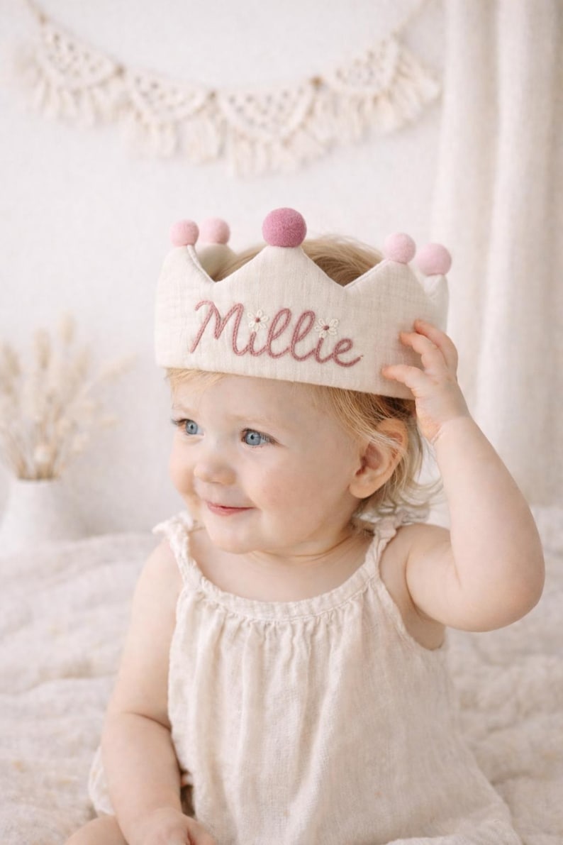 Personalized Muslin Birthday Crown,name Crown, Party Crown With Hand ...