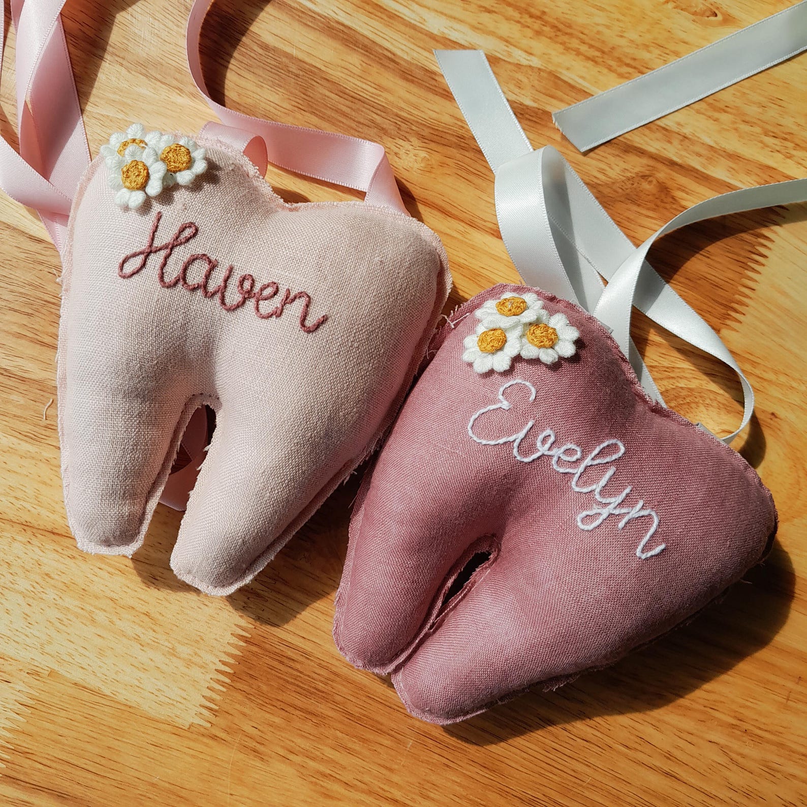 Custom Name Tooth Fairy Pillow With Pocket, Hand Embroidered Name Tooth ...