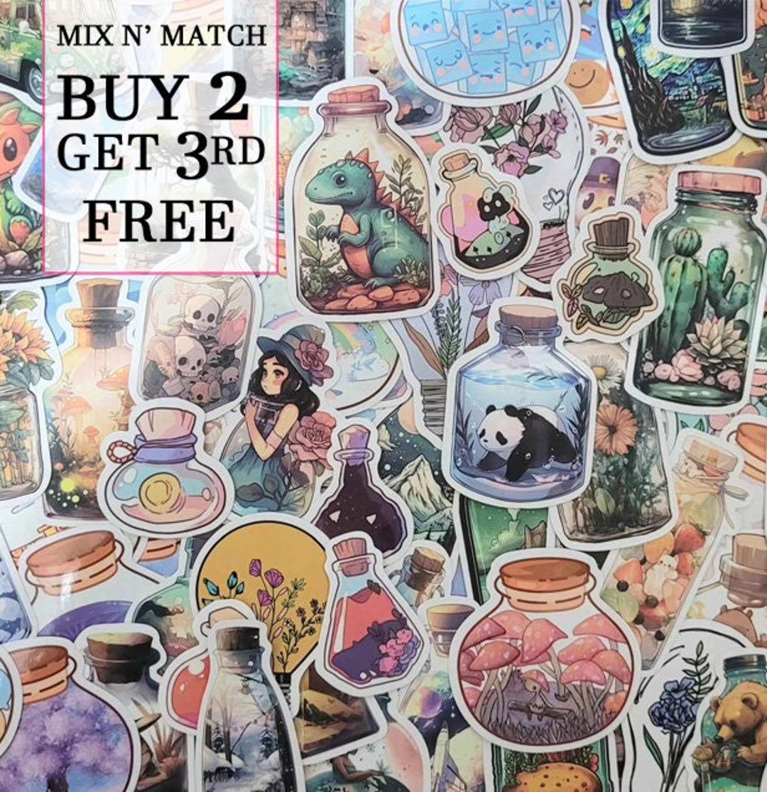 20 RANDOM Life in A Jar, Cottage Core Stickers Snakes Junk Journal ...