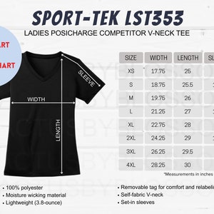 BUNDLE Size Chart Color Chart Sport-tek LST353 Ladies Posicharge ...