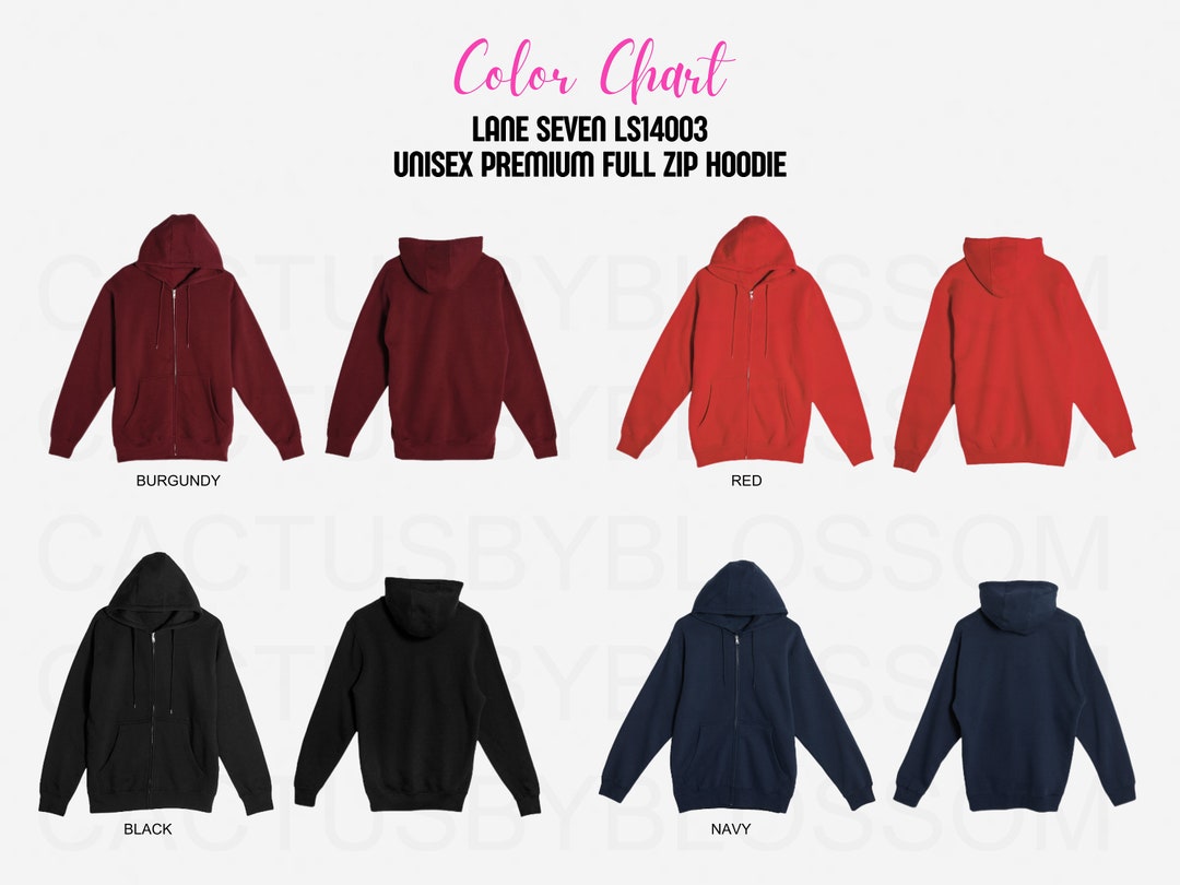 Color Chart Lane Seven LS14003 Front Back Unisex Premium Full Zip ...