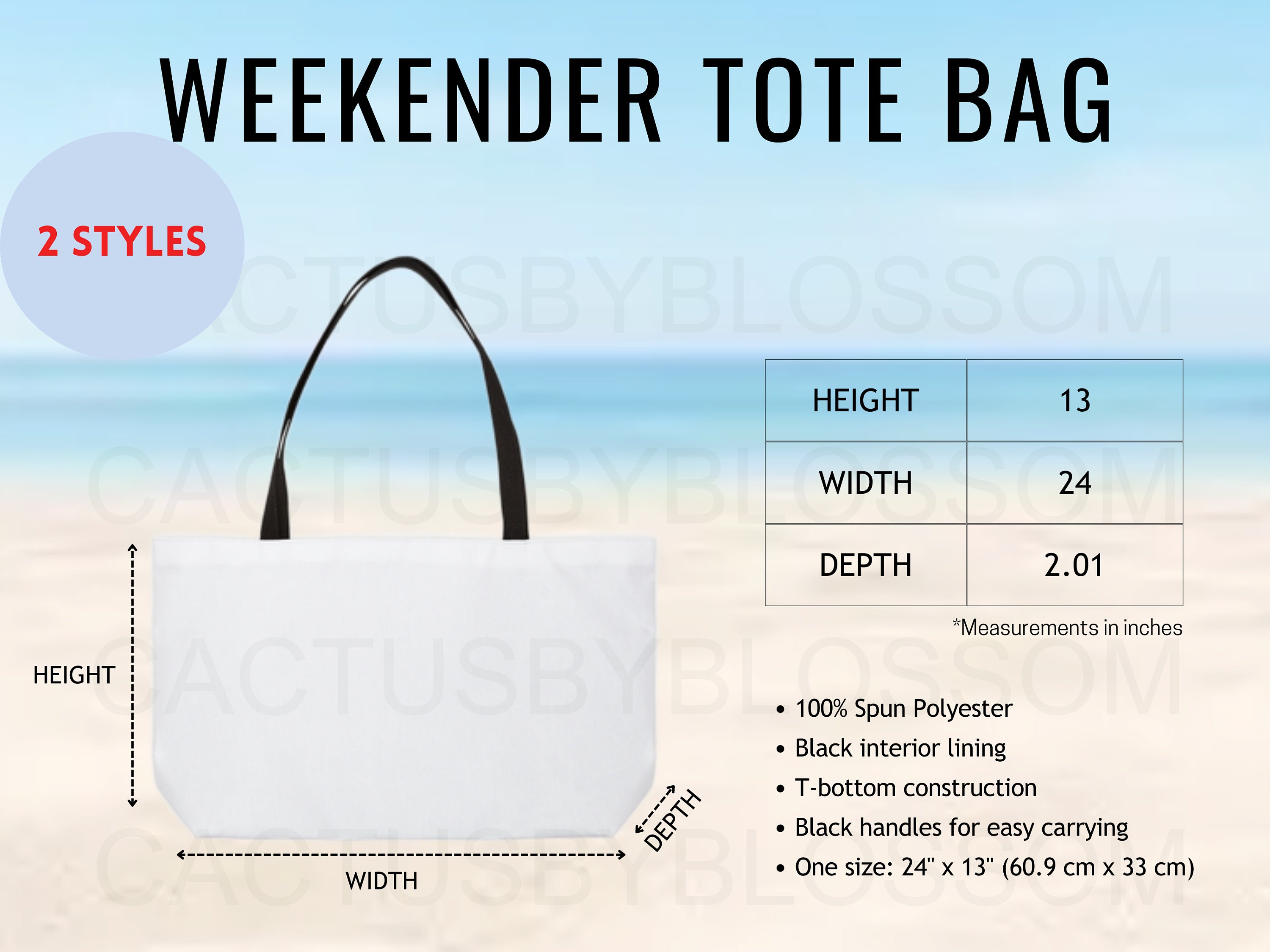 2 Size Chart Weekender Tote Bag Mockup Etsy Tool Polyester Tote Bag ...