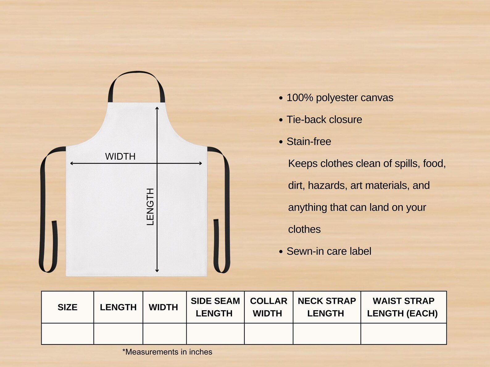 2 Size Chart Apron Mockup Chart AOP All Over Print Size Chart Etsy ...