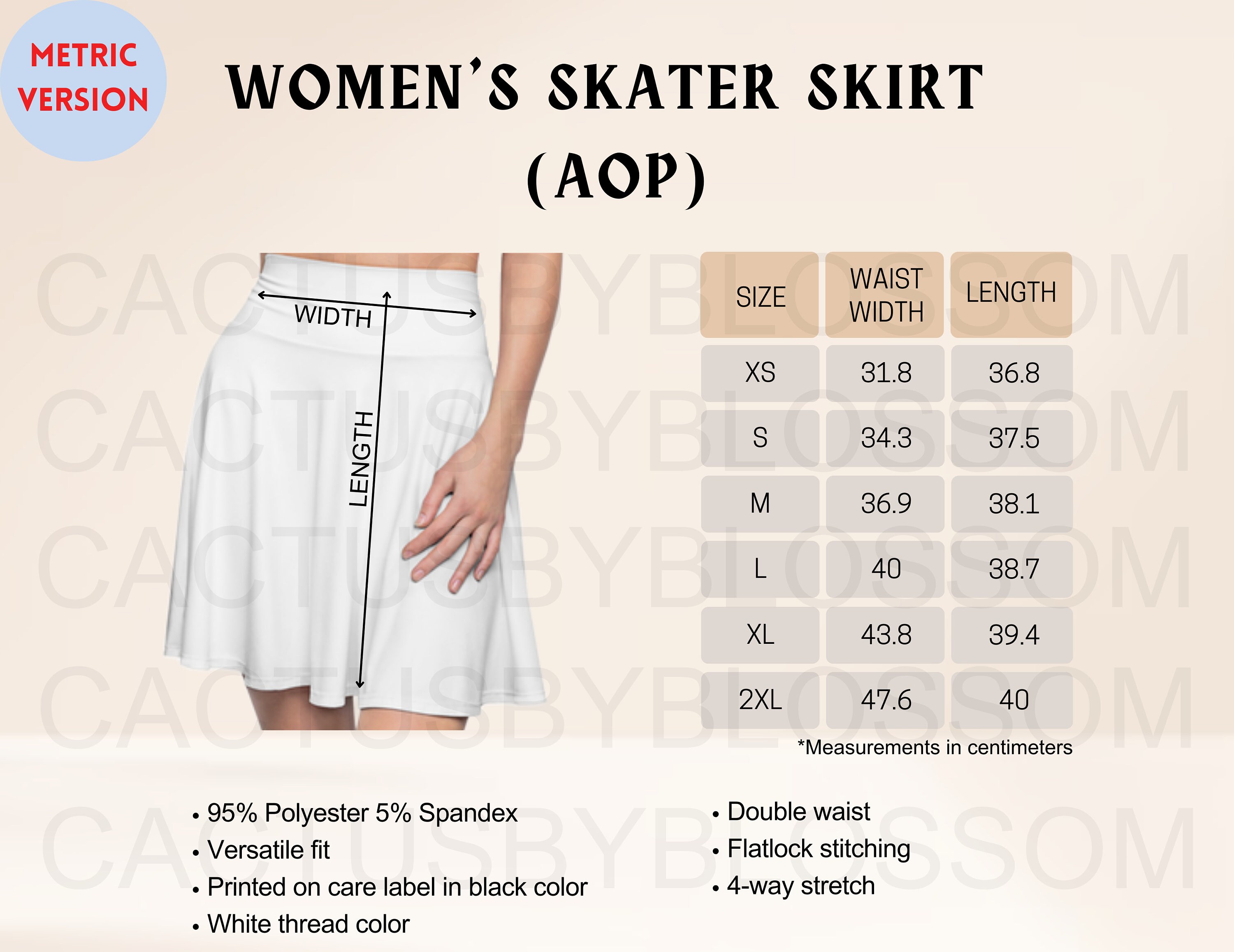 4 Size Chart Womens Skater Skirt Mockup Etsy Tool Sizing Etsy