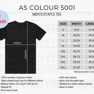 2 Size Chart AS COLOUR 5001 Men's Staple Tee Etsy Listing Tool Mockup ...