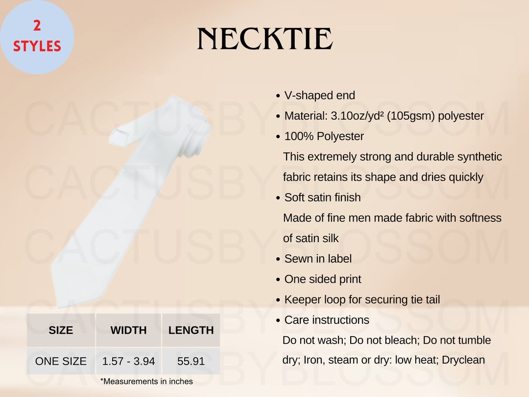 2 Size Chart Necktie Mockup Chart AOP All Over Print Size Chart Etsy ...