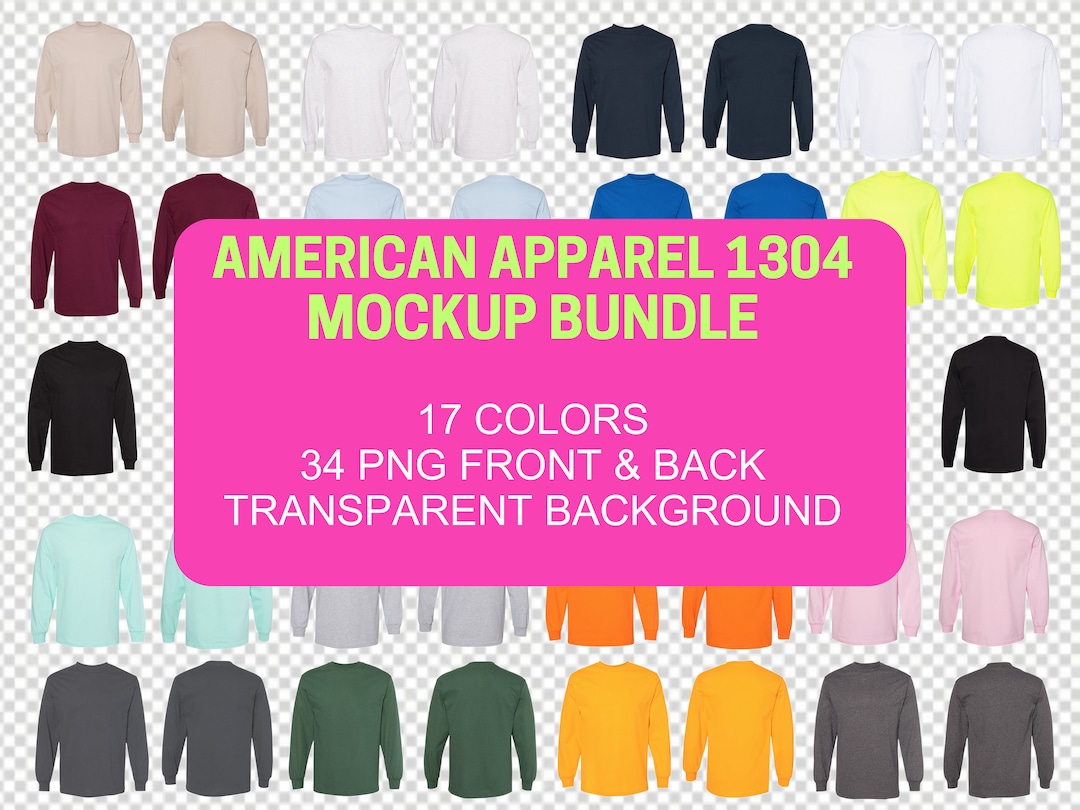 Color Chart DIY Chart American Apparel Alstyle AL1304 Mockup Etsy Tool ...