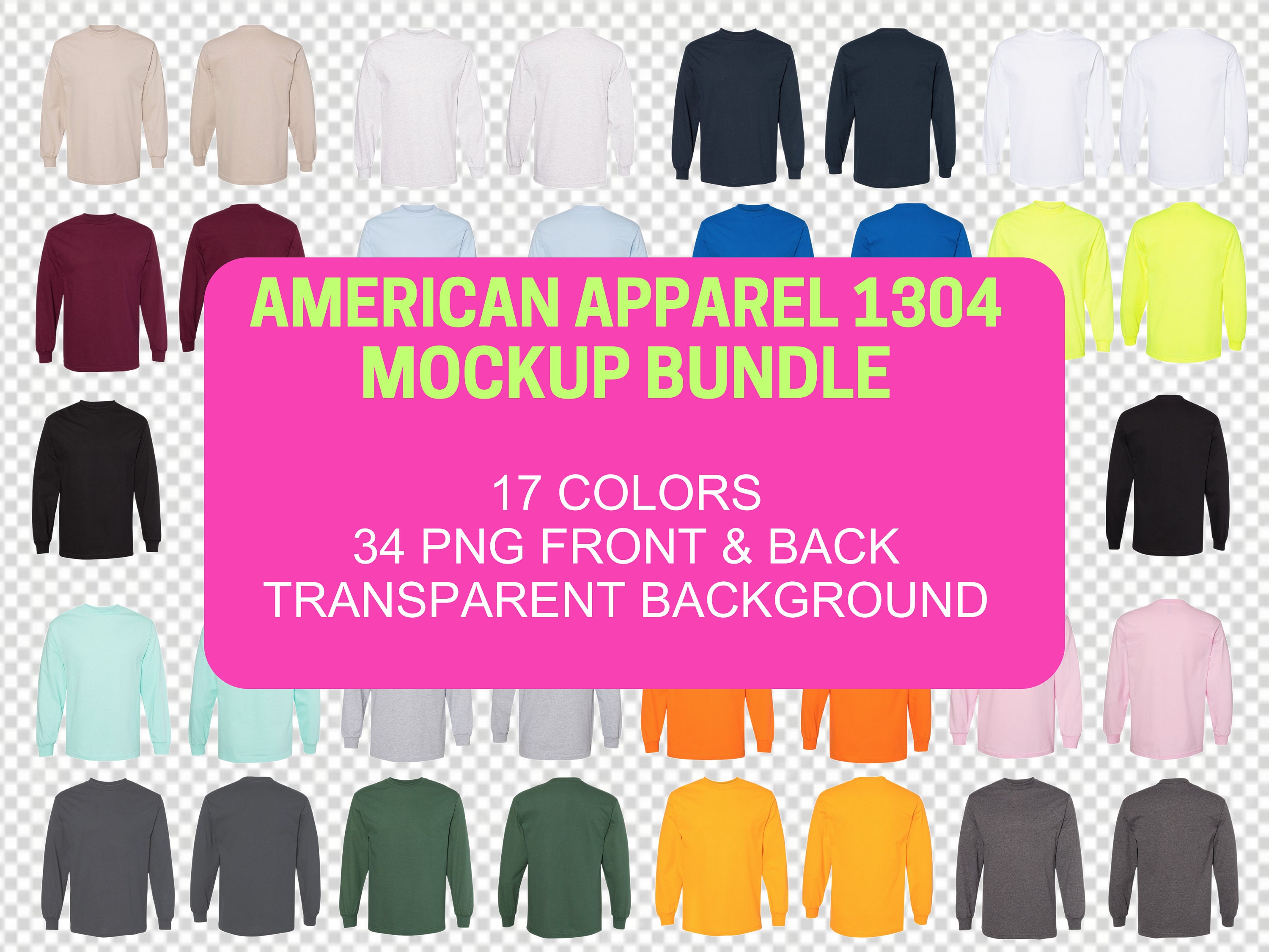 Color Chart DIY Chart American Apparel Alstyle AL1304 Mockup Etsy Tool ...