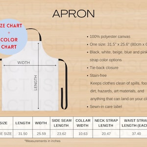 BUNDLE Size Chart Apron 5-color Straps Color Chart AOP All Over Print ...