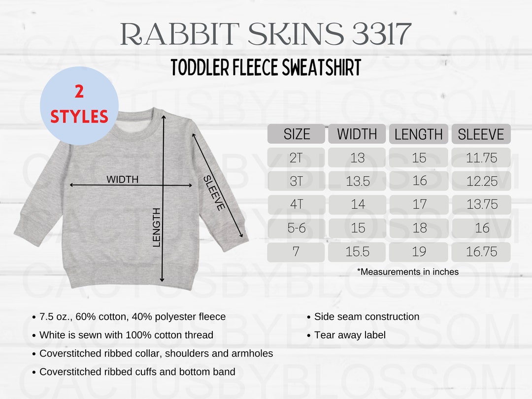 2 Size Chart Rabbit Skins 3317 Mockup Etsy Tool Toddler Long Sleeve ...