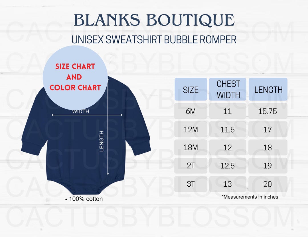 BUNDLE Size Chart Color Chart Blanks Boutique Romper Mockup Etsy Tool ...