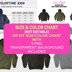 BUNDLE Size Chart Color Chart DIY Chart Colortone 8300 Mockup Etsy Tool ...