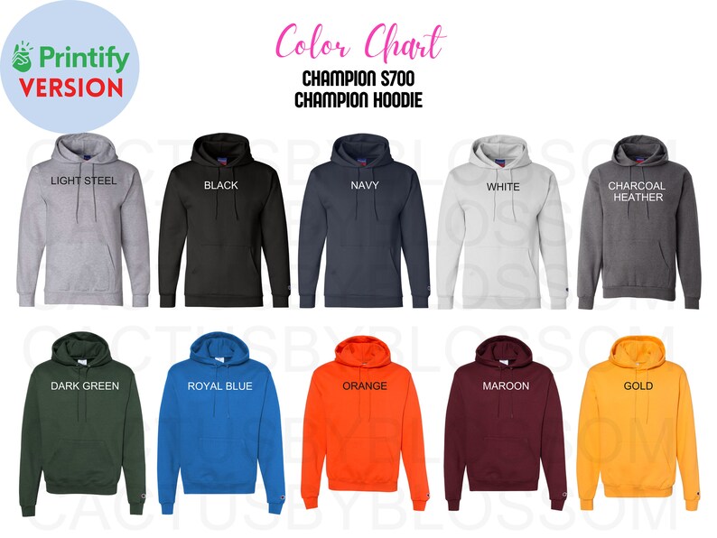 3 Color Chart Champion S700 Mockup Etsy Tool Champion Hoodie Etsy ...