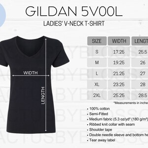2 Size Chart Gildan 5V00L Mock up Chart Ladies' V-neck T-shirt Sizing ...