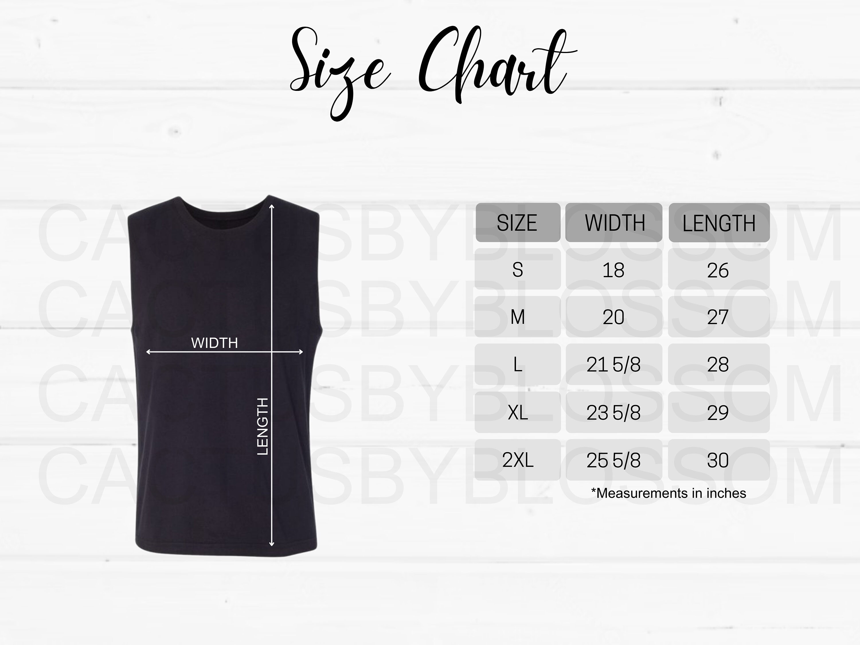 4 Size Chart Bella Canvas 3483 Mockup Chart Unisex Muscle Shirt Size ...