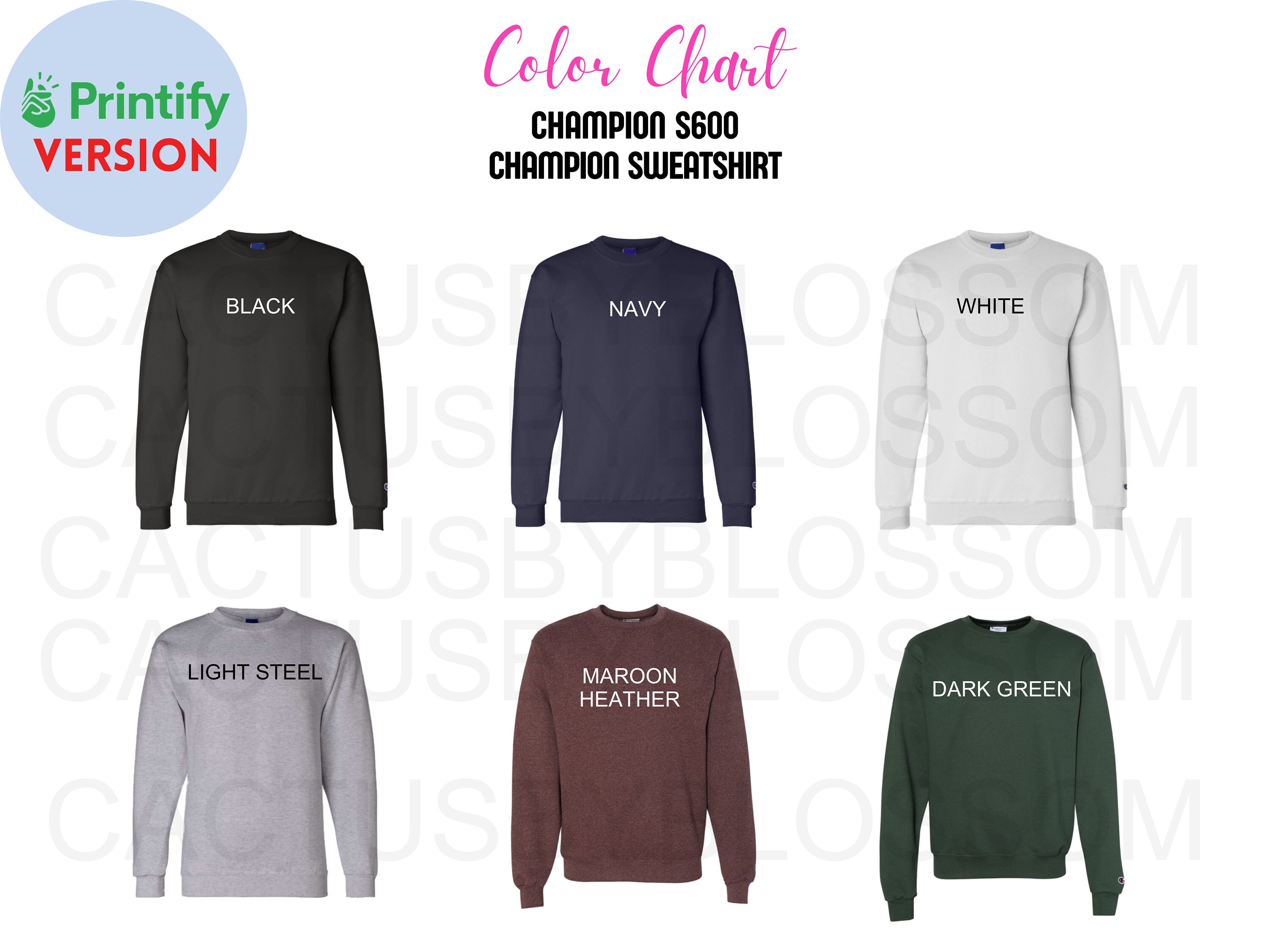3 Color Chart Champion S600 Mockup Etsy Tool Powerblend Crewneck ...