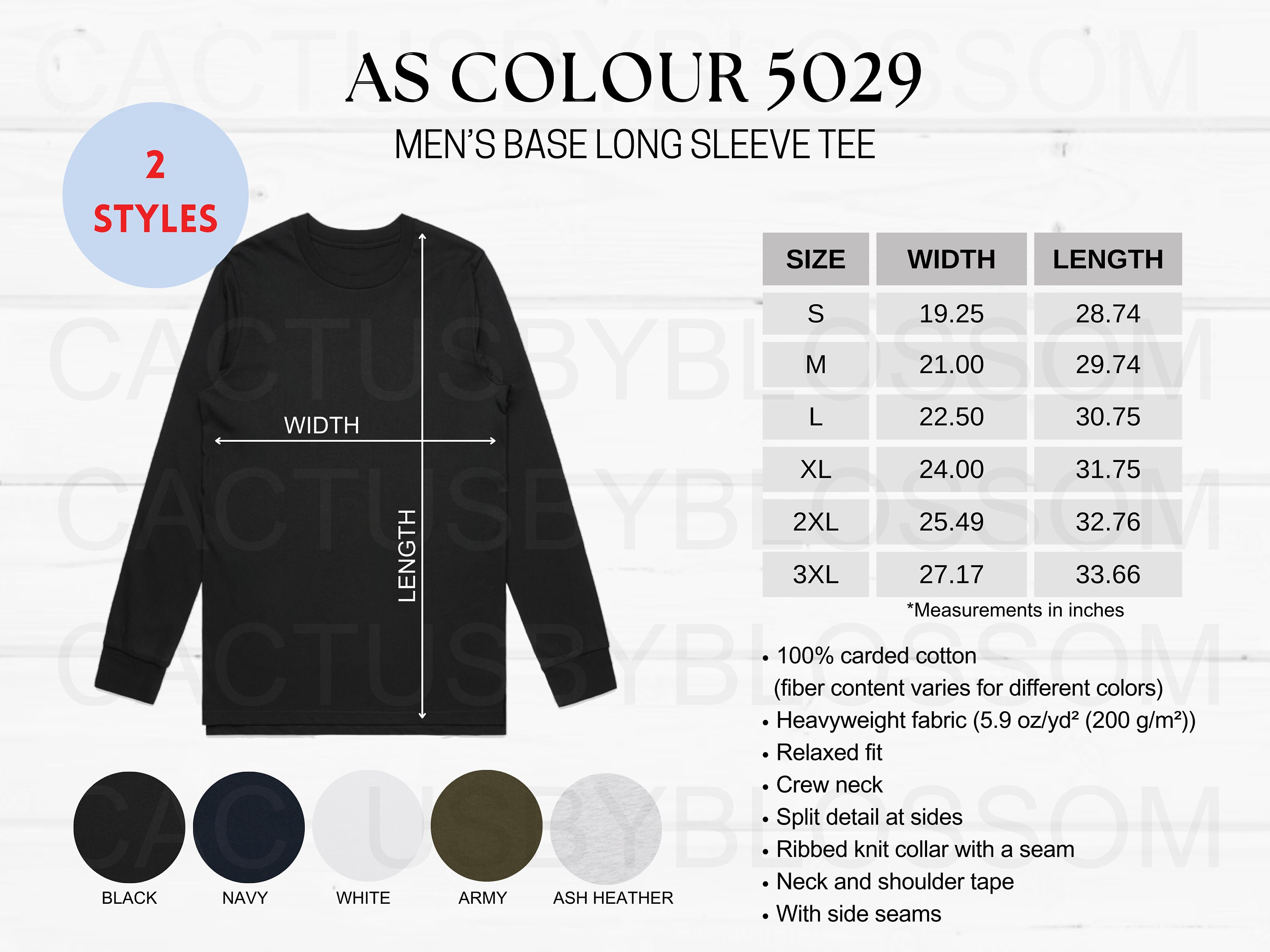 2 Size Chart AS COLOUR 5029 Men’s Base Long Sleeve Tee Etsy Listing ...