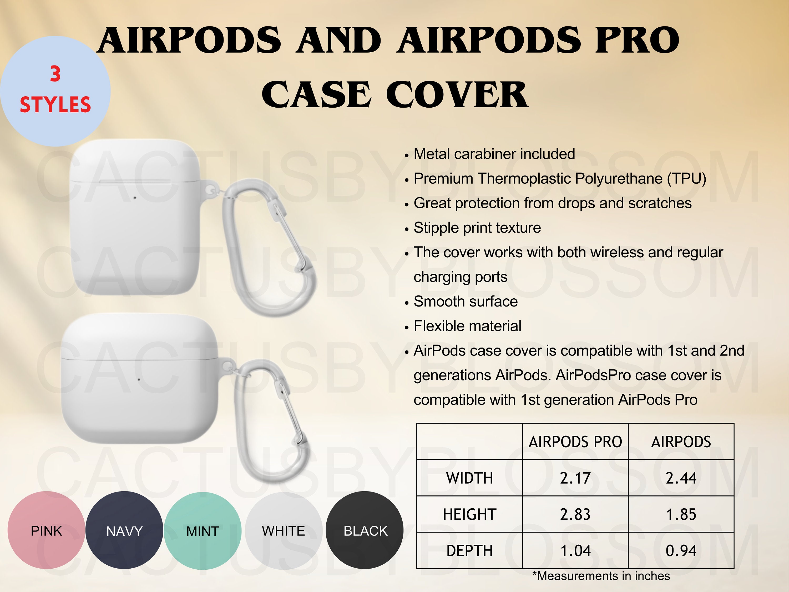 3 Size Chart Color Chart Airpods and Airpods Pro Case Cover - Etsy