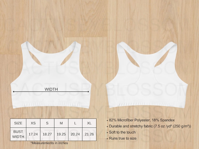 3 Size Chart Seamless Sports Bra (AOP) Mockup Etsy Tool Sizing S-2XL ...