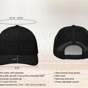 BUNDLE Size Chart Color Chart Retro Trucker Hat Yupoong 6606 Mockup ...