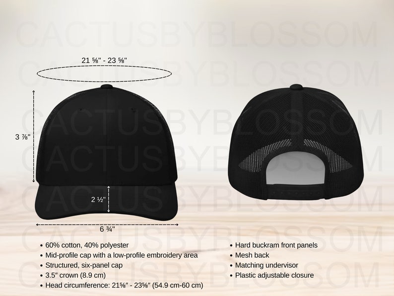 BUNDLE Size Chart Color Chart Retro Trucker Hat Yupoong 6606 Mockup ...